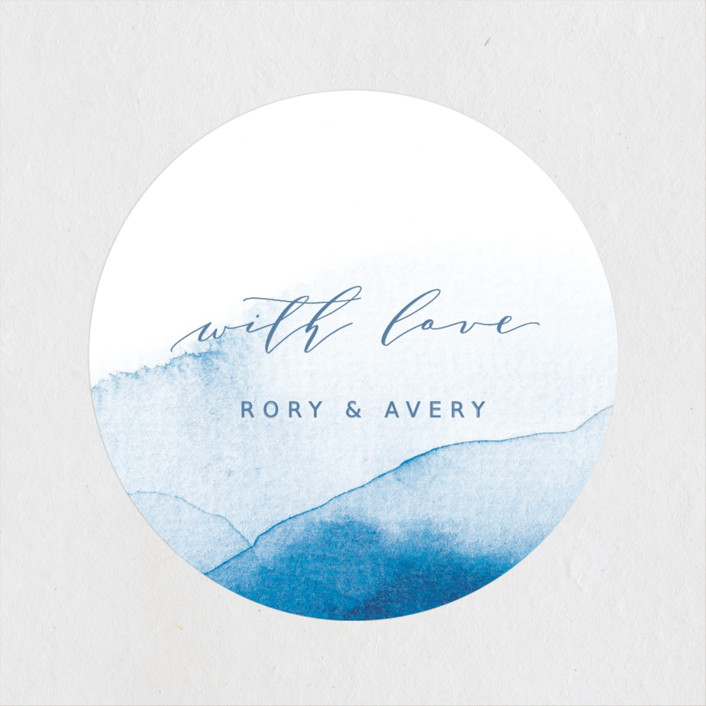Watercolor waves Wedding Favor Stickers by Yuliya Evseeva | Minted
