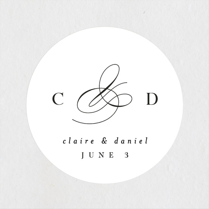 Elegant Monogram Wedding Favor Stickers by Kelly Schmidt | Minted